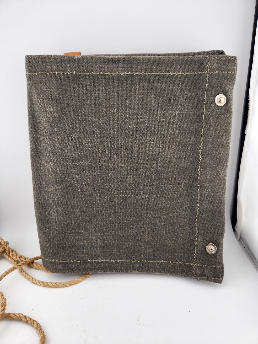 Vintage Grey Canvas and Leather Map Case 10" X 11" When Closed - Good ...