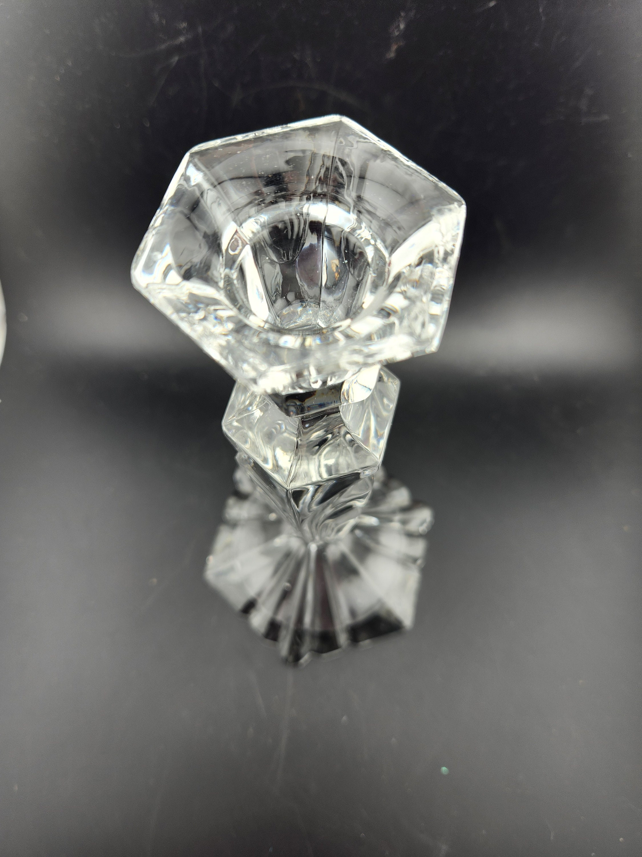 Vintage Heavy Lead Crystal Candlestick Holder / Stand / Height 9 ...