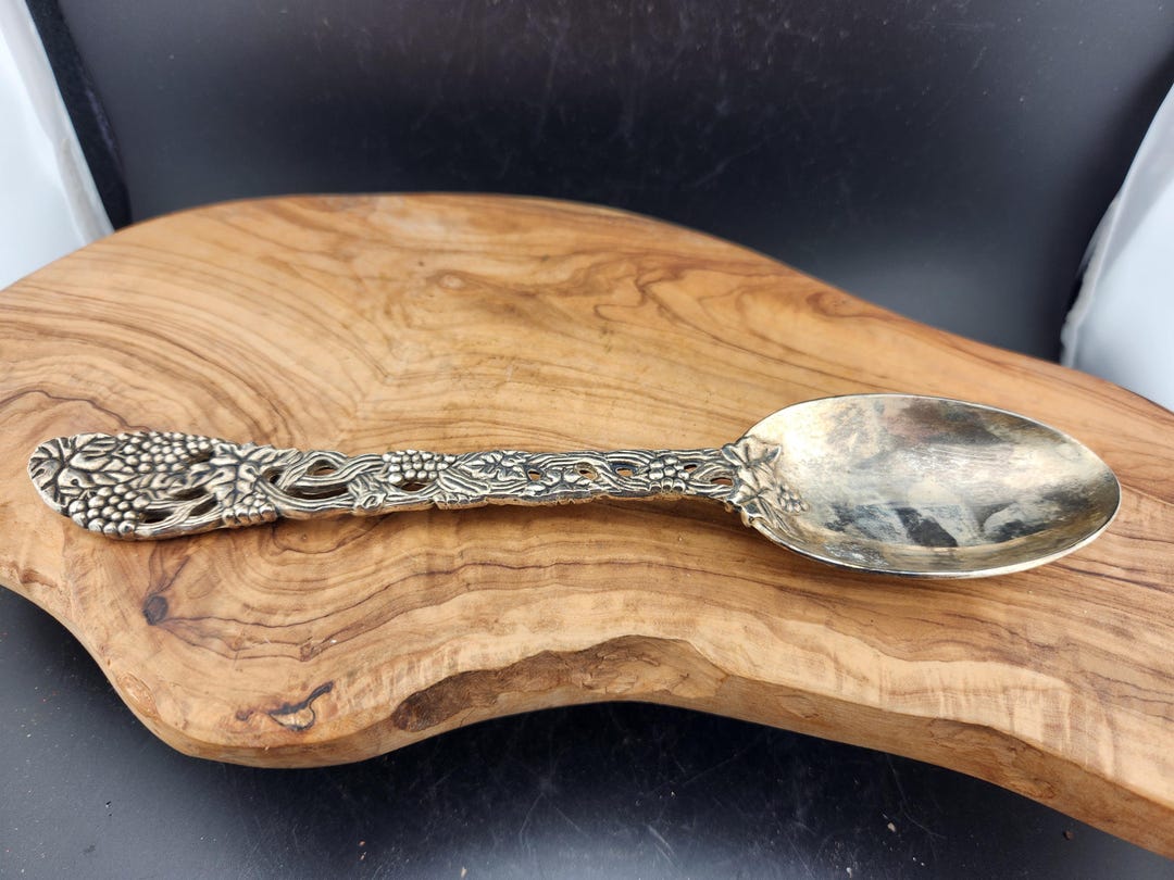 Vintage Ornate Godinger Serving Spoon - Grapevine Design, Some Tarnish ...