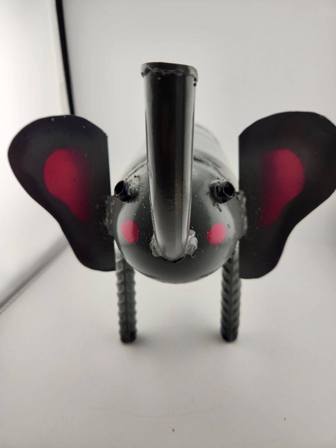 Vintage Unique Welded Metal Elephant Made From a Can, Rebar, Wire and ...