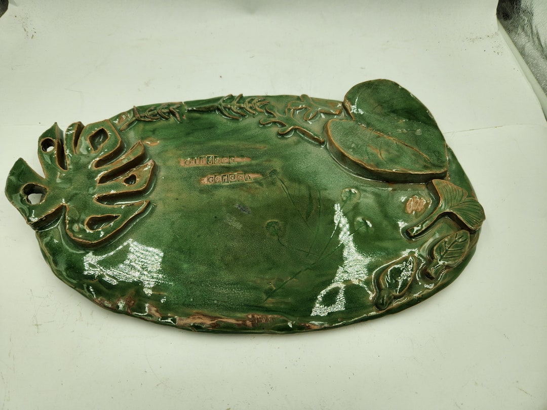 Vintage Oval Heavy Glazed Ceramic Tray / Serving Platter 16" X 10 ...