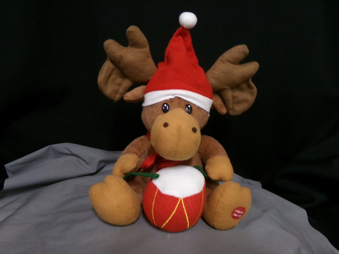 Vintage Stuffed Little Drummer Moose Music Button Broken, Does Not Play ...