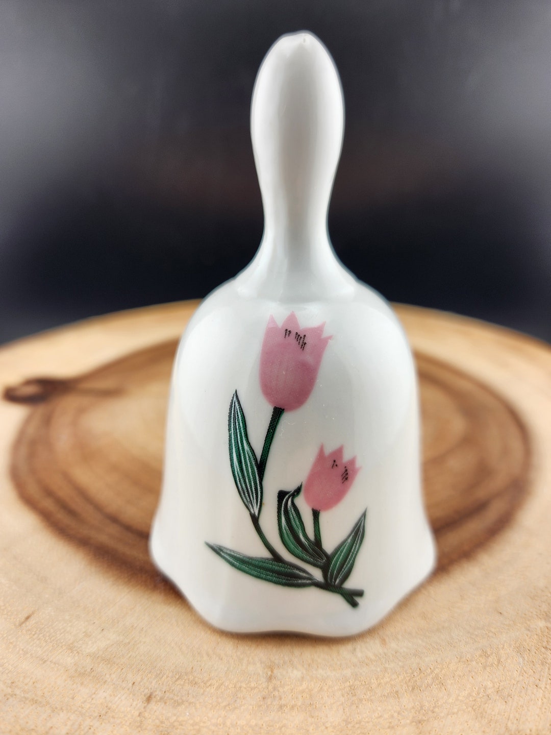 Vintage Collector Bell -white With Pink Tulips - Selling a Vintage Bell ...
