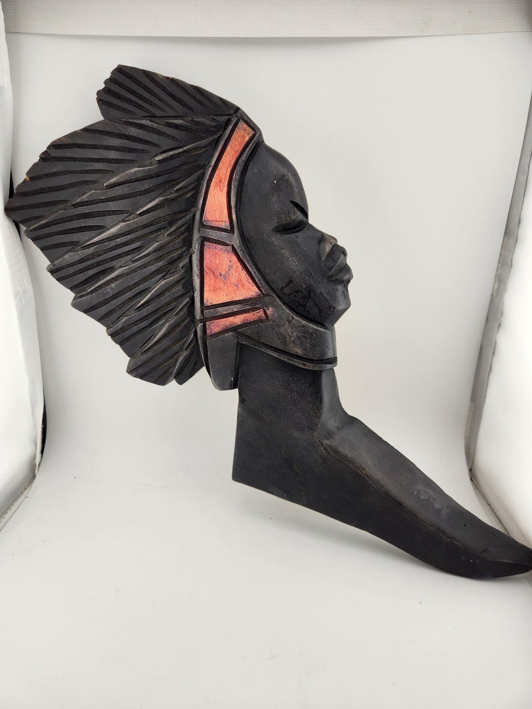 Vintage Carved Heavy Dark Wood - Face of a Woman From Spain, Brazil ...