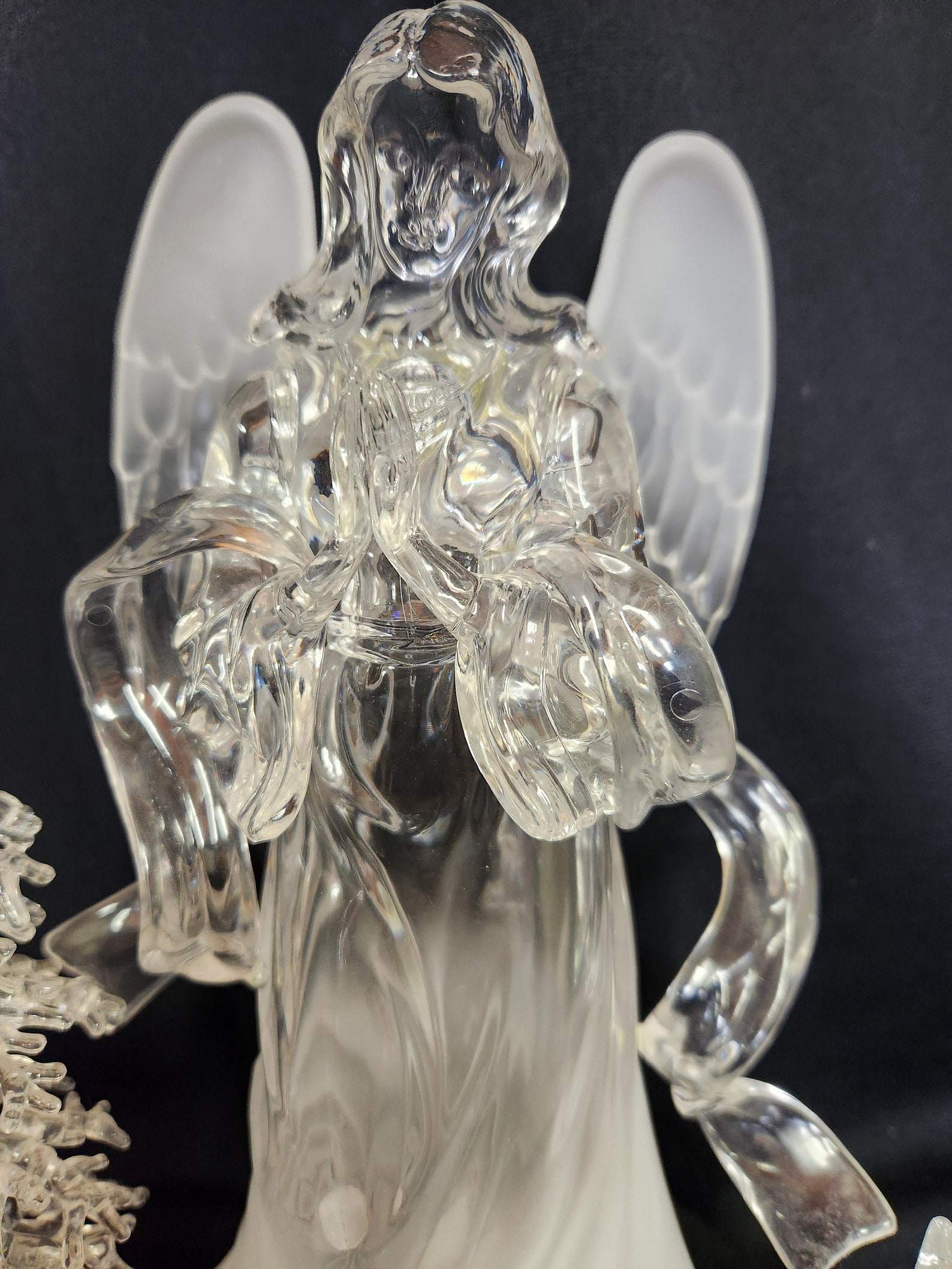 Vintage 12" Clear PLASTIC Praying Angel With Translucent Wings Lights ...