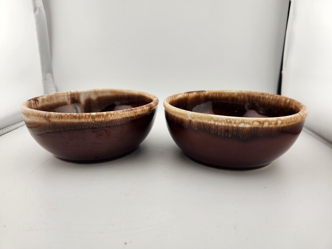 Vintage Pair of 5" Hull Brown Drip Bowls - USA - Beautiful Design - Etsy