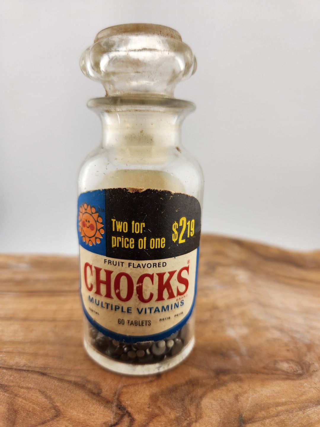 Vintage Collectible Bottle - Chocks Fruit Flavored Multiple Vitamins ...