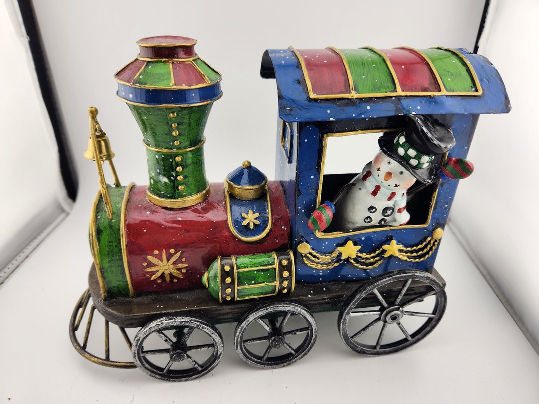 Vintage Metal Train With a Snowman Engineer / 3 Axles With Moveable ...