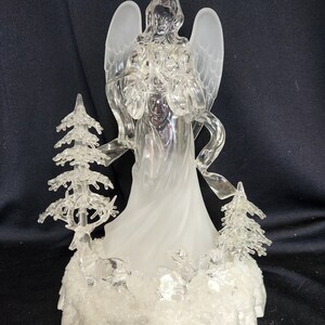 Vintage 12" Clear PLASTIC Praying Angel With Translucent Wings Lights ...