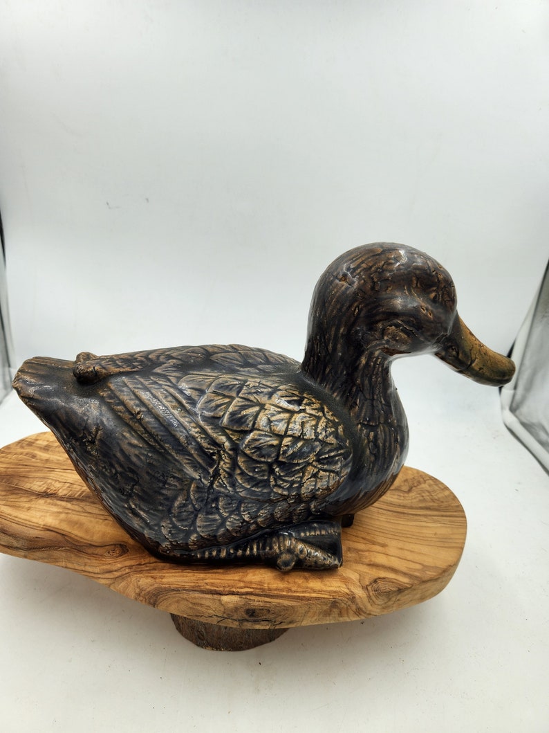 Vintage Glazed Ceramic Duck Statue Height 7 Length - Etsy