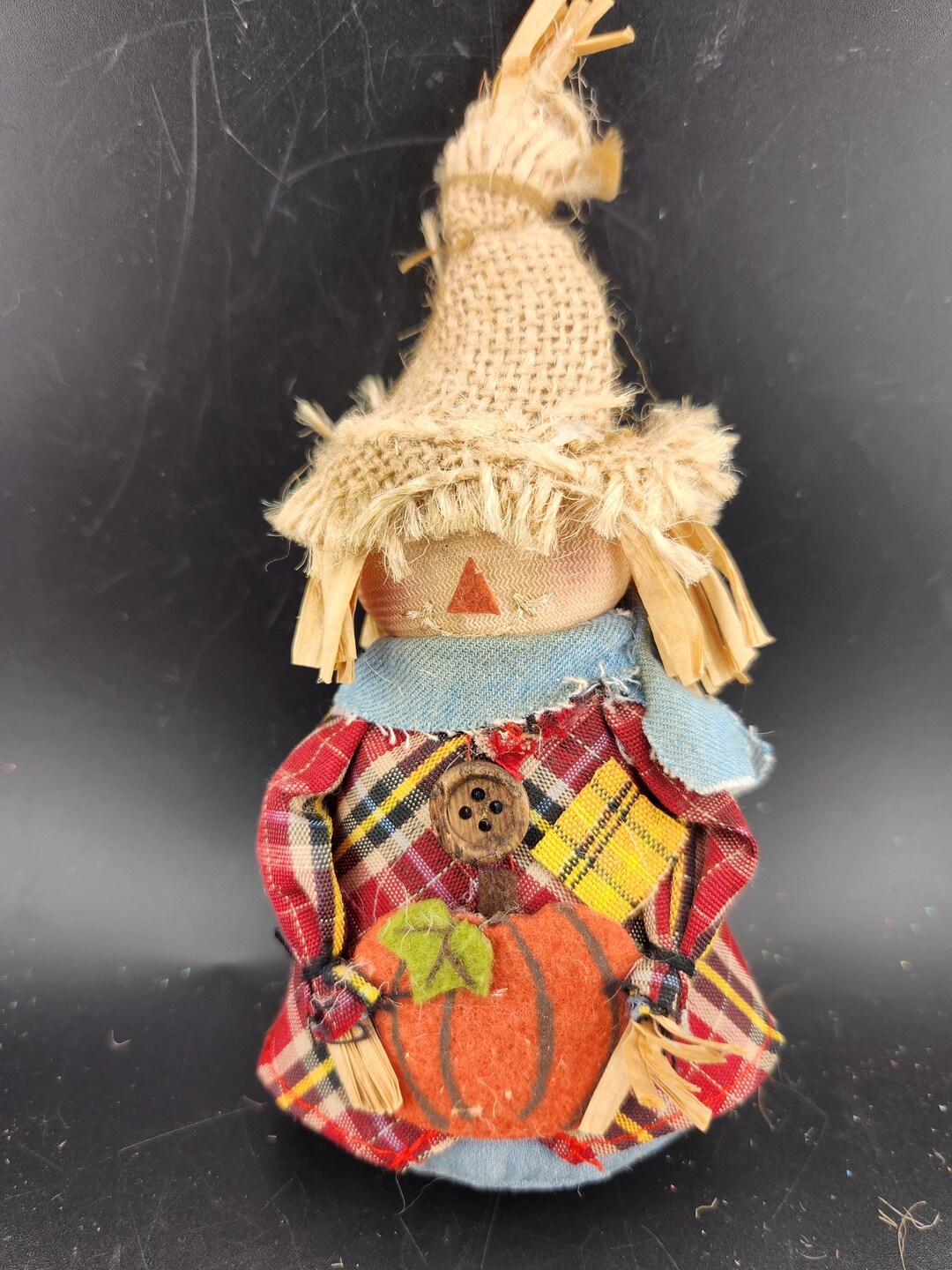 Vintage 6" Stuffed Scarecrow Christmas Ornament / Burlap Hat, Straw ...