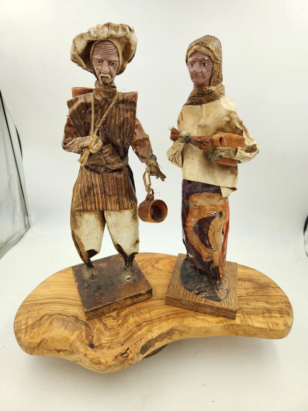 Vintage Paper Mache Man and Woman Going to Market. Mexican Folk Art ...
