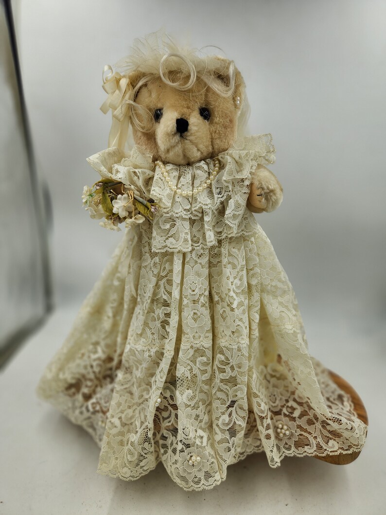 Vintage 1985 Samuel J. Butcher Teddy Bear Bride With Veil - Etsy