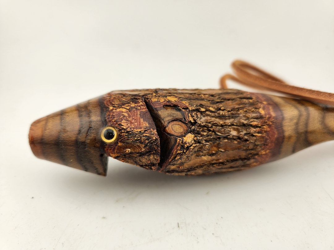 Vintage Carved Wooden Whistle With Glued Eyes - in the Shape of a Fish ...