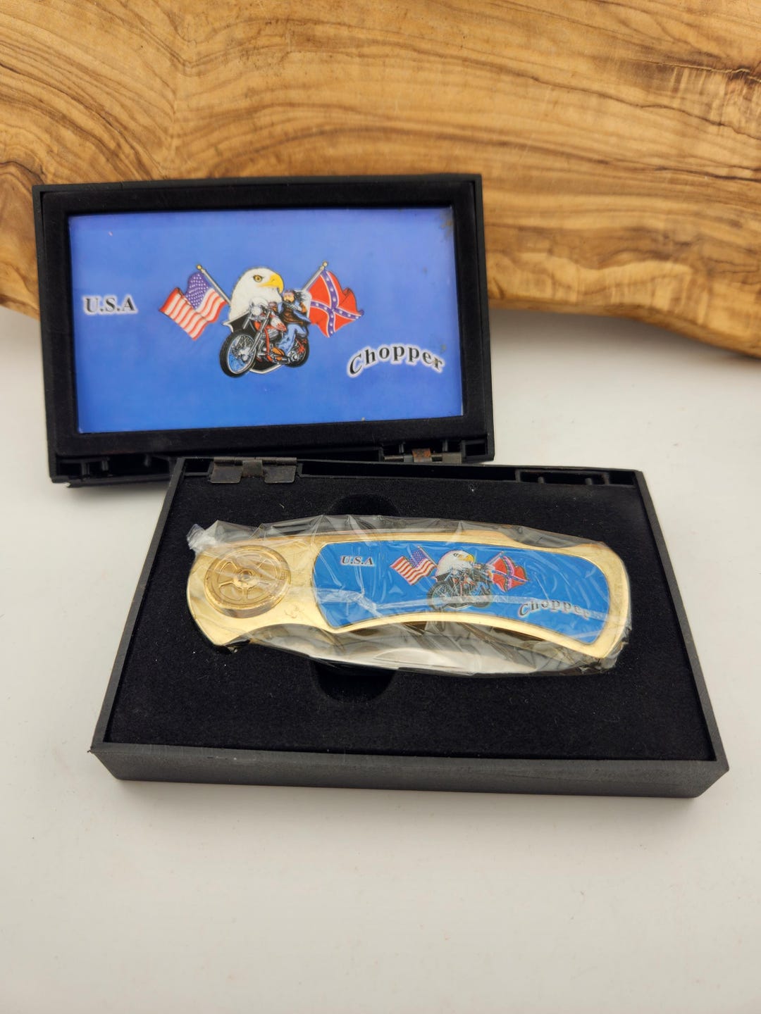 Vintage Collector Folding Pocket Knife Featuring USA Motorcycle ...