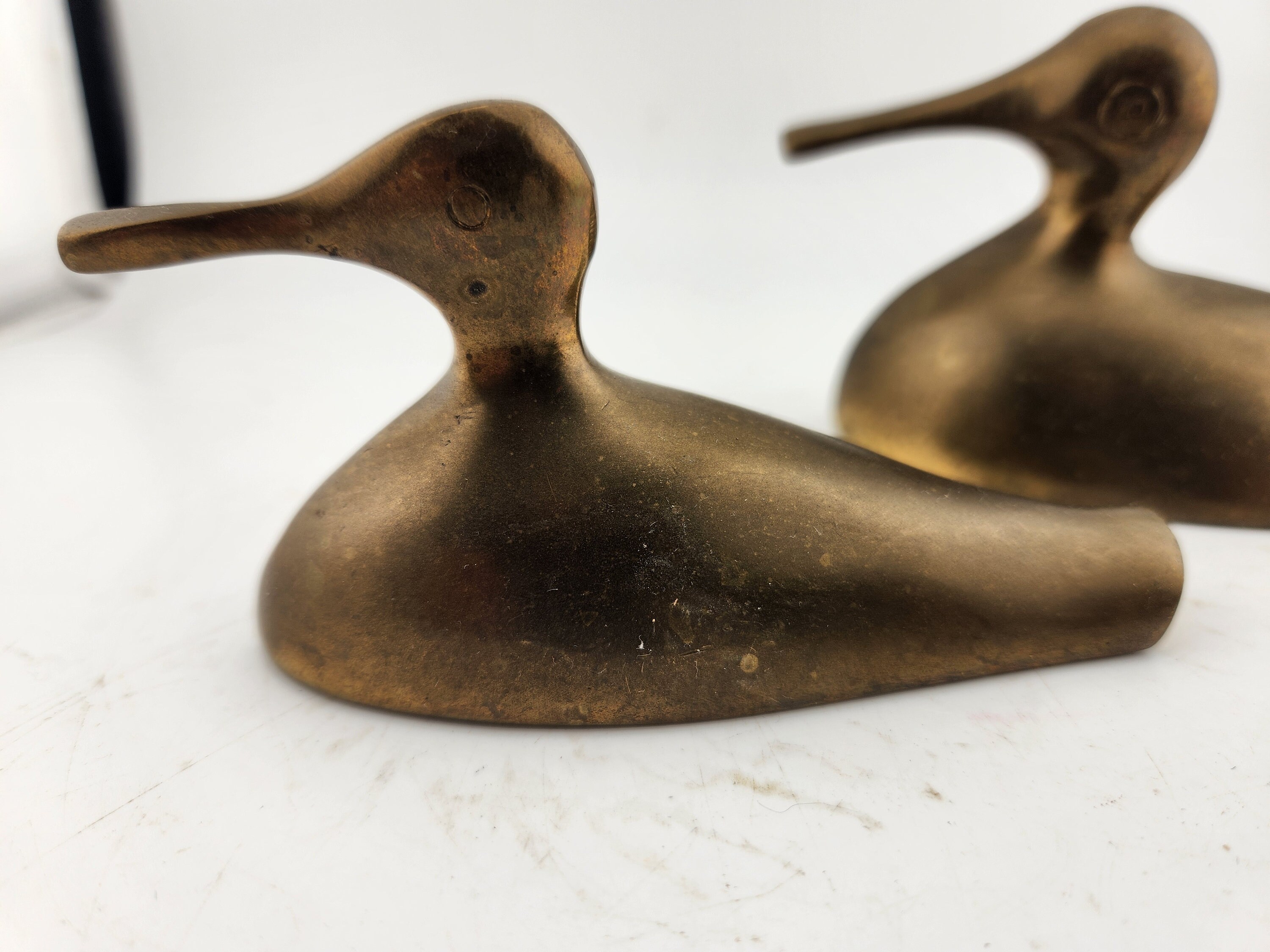 Vintage Set of 2 Solid Brass Ducks / Stand Alone / Sizes Are 4" X 3.5 ...