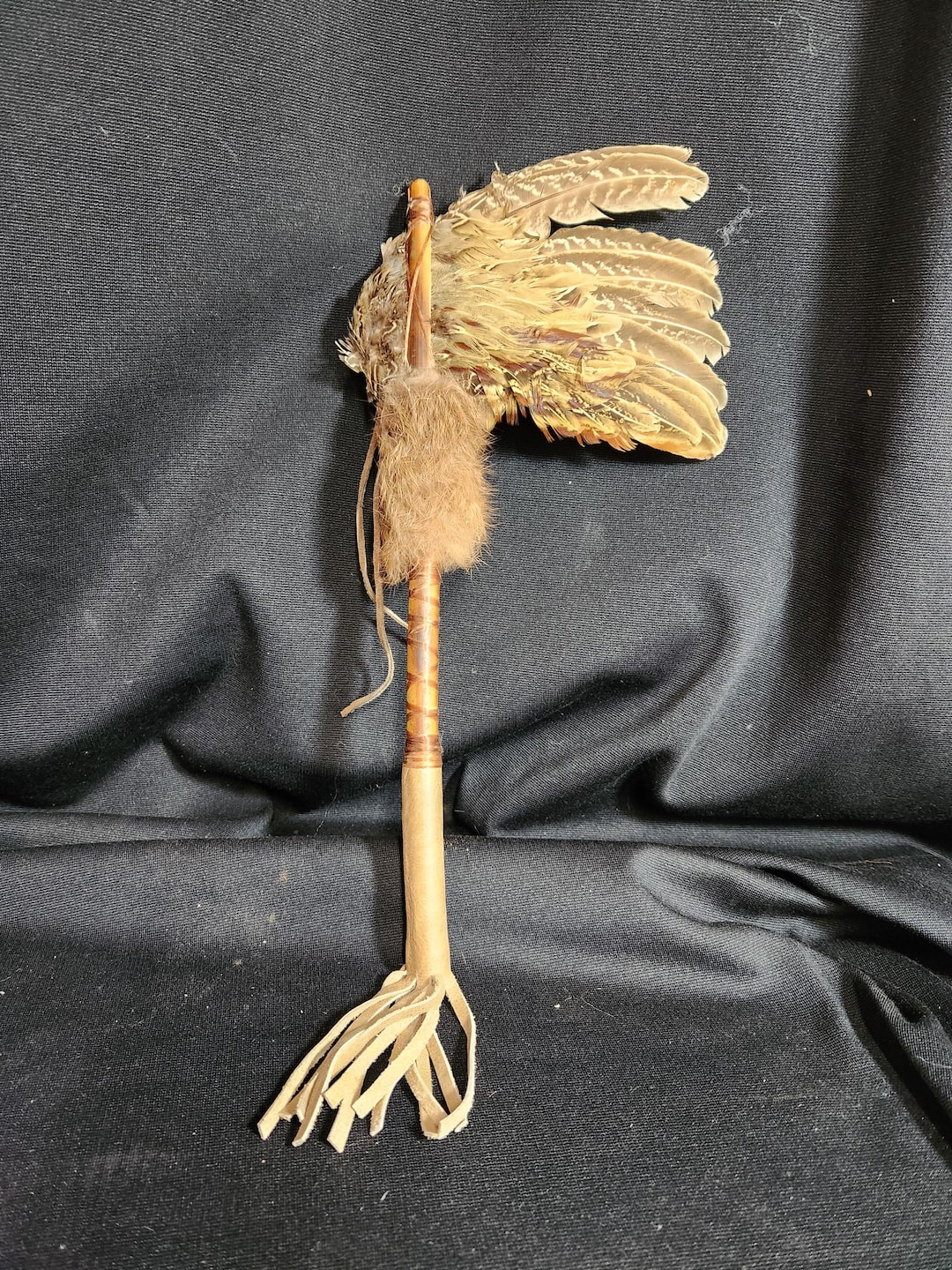 Vintage 16" Native American Spirit Wand / Stick With Leather Fringe ...