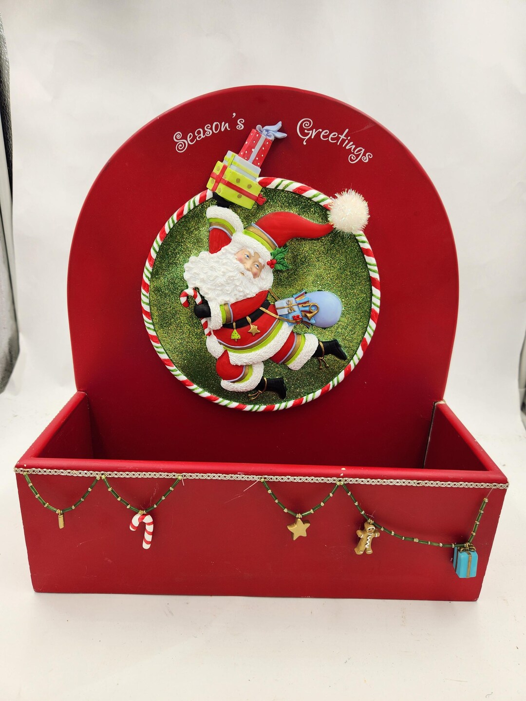 Vintage Red Christmas Wooden Shelf / Box Perfect for Christmas Cards ...