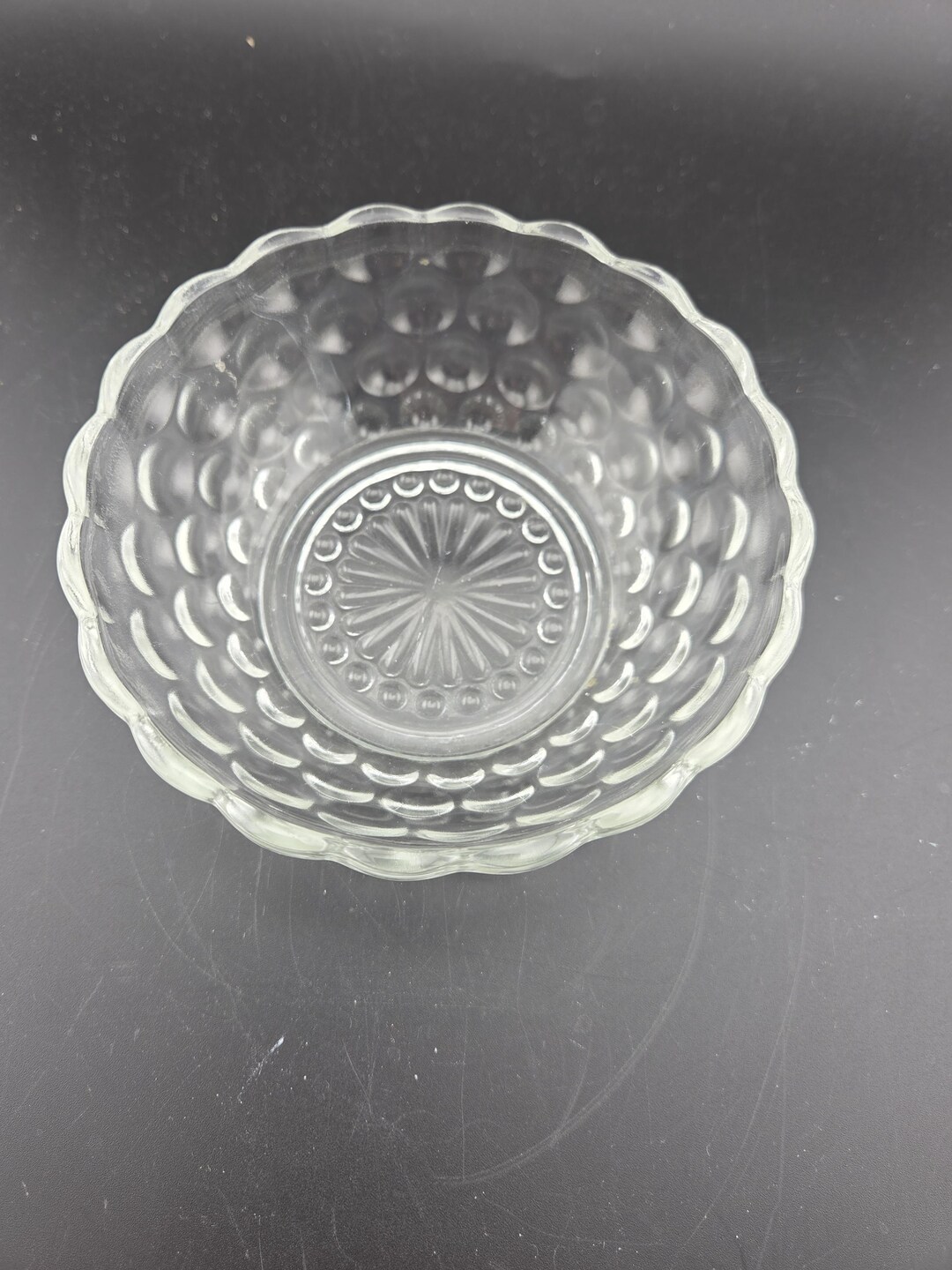 Vintage Small Clear Glass Anchor Hocking Bubble Pattern Bowl ...