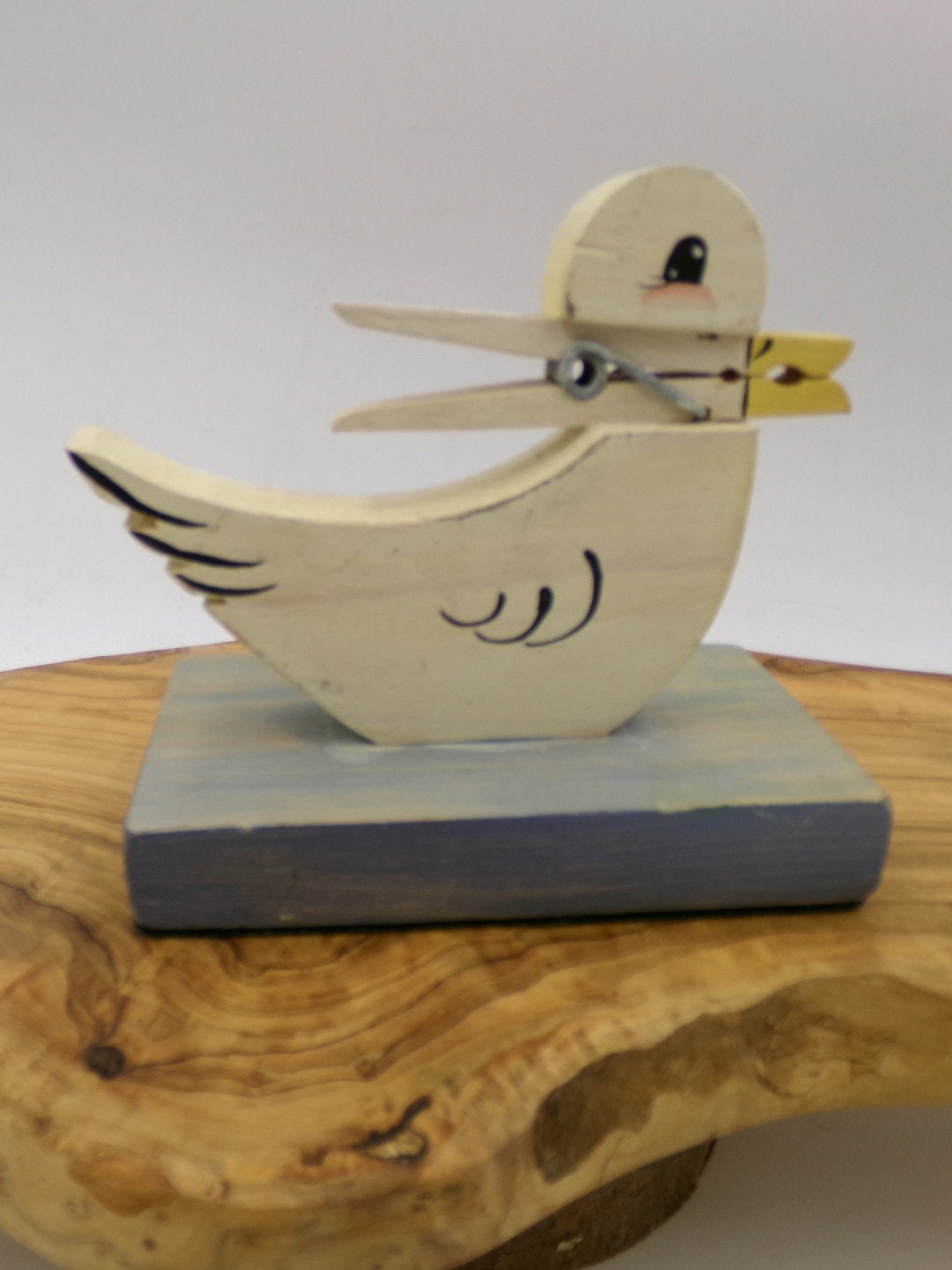 Vintage Unique Wooden Duck on Stand With Functioning Clothespin for a ...