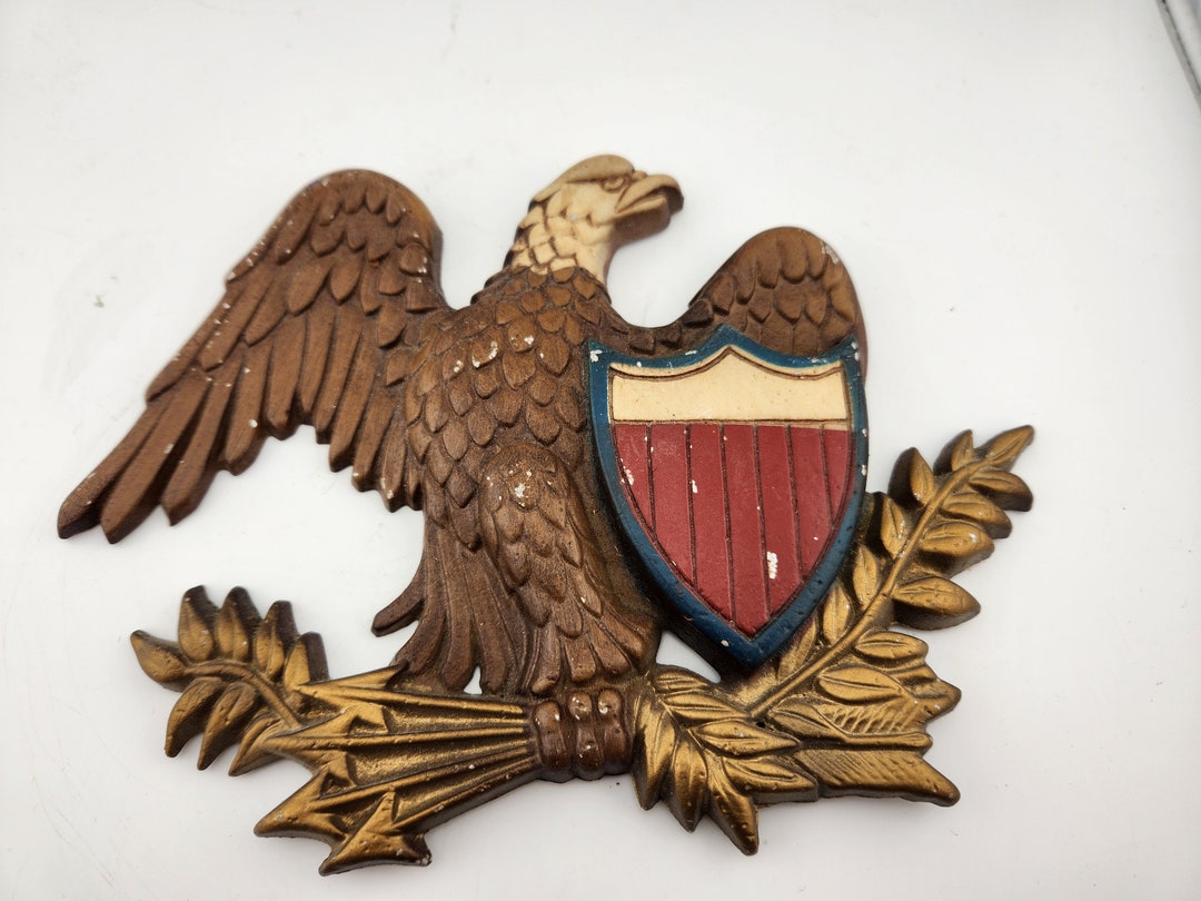 Vintage 8 X 6 Metal Wall Art Hanging Sexton Eagle With Shield USA Some ...