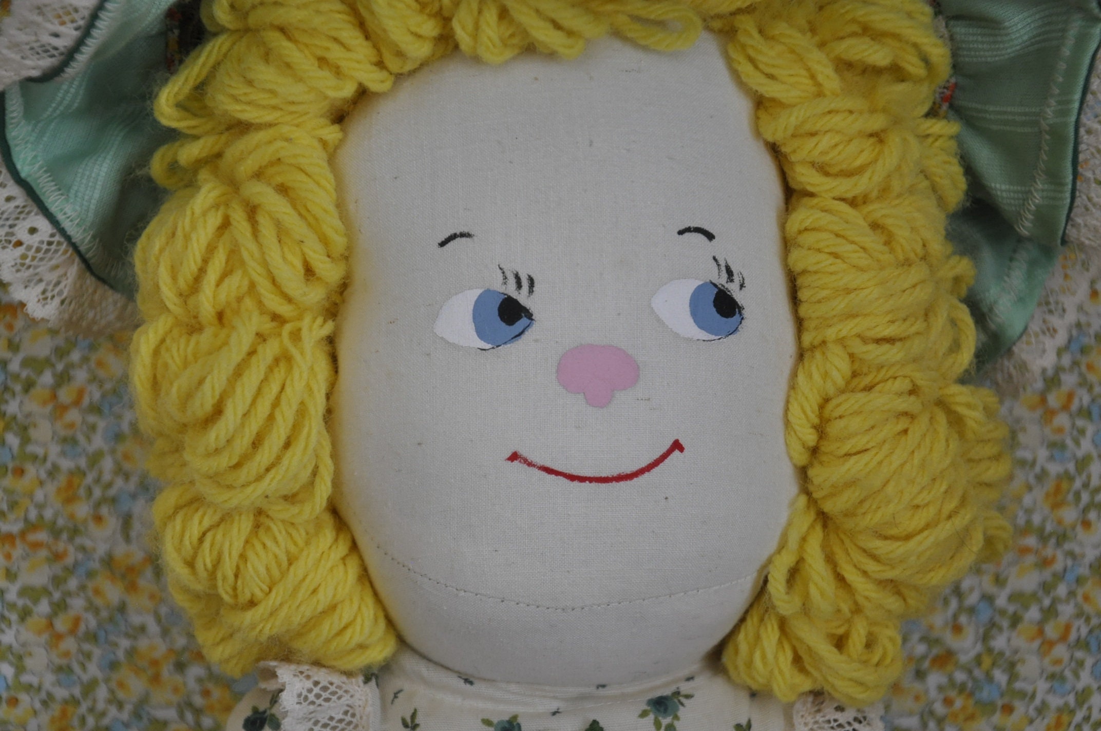 Vintage Hand Stitched Doll Hand Made Yarn Hair Crochet - Etsy