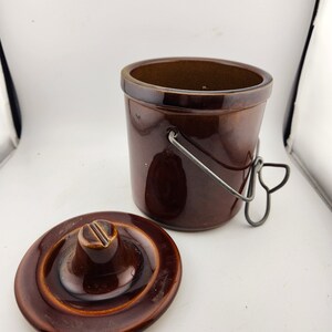 Vintage Brown Crock With Metal Lock on Lid / Inside Lid Has a Large ...