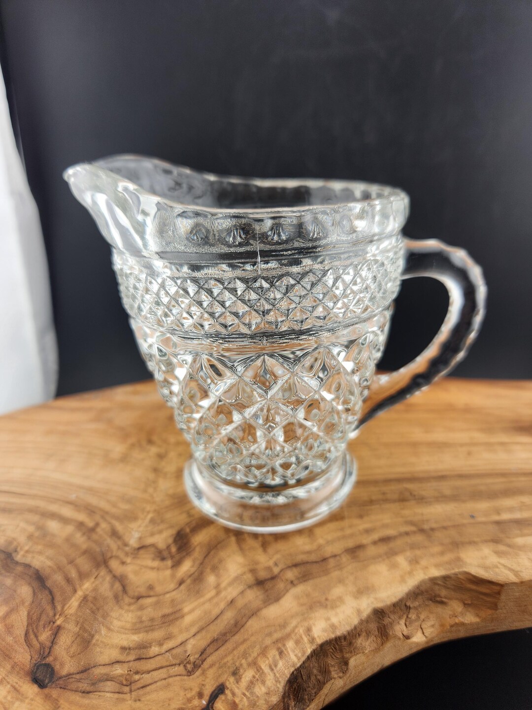 Vintage Clear Glass Creamer Server / Anchor Hocking Wexford Diamond ...