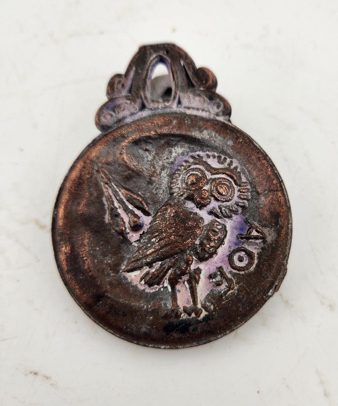 Vintage Brass Clip With Parthenon on Back and the Greek Owl of Athena ...