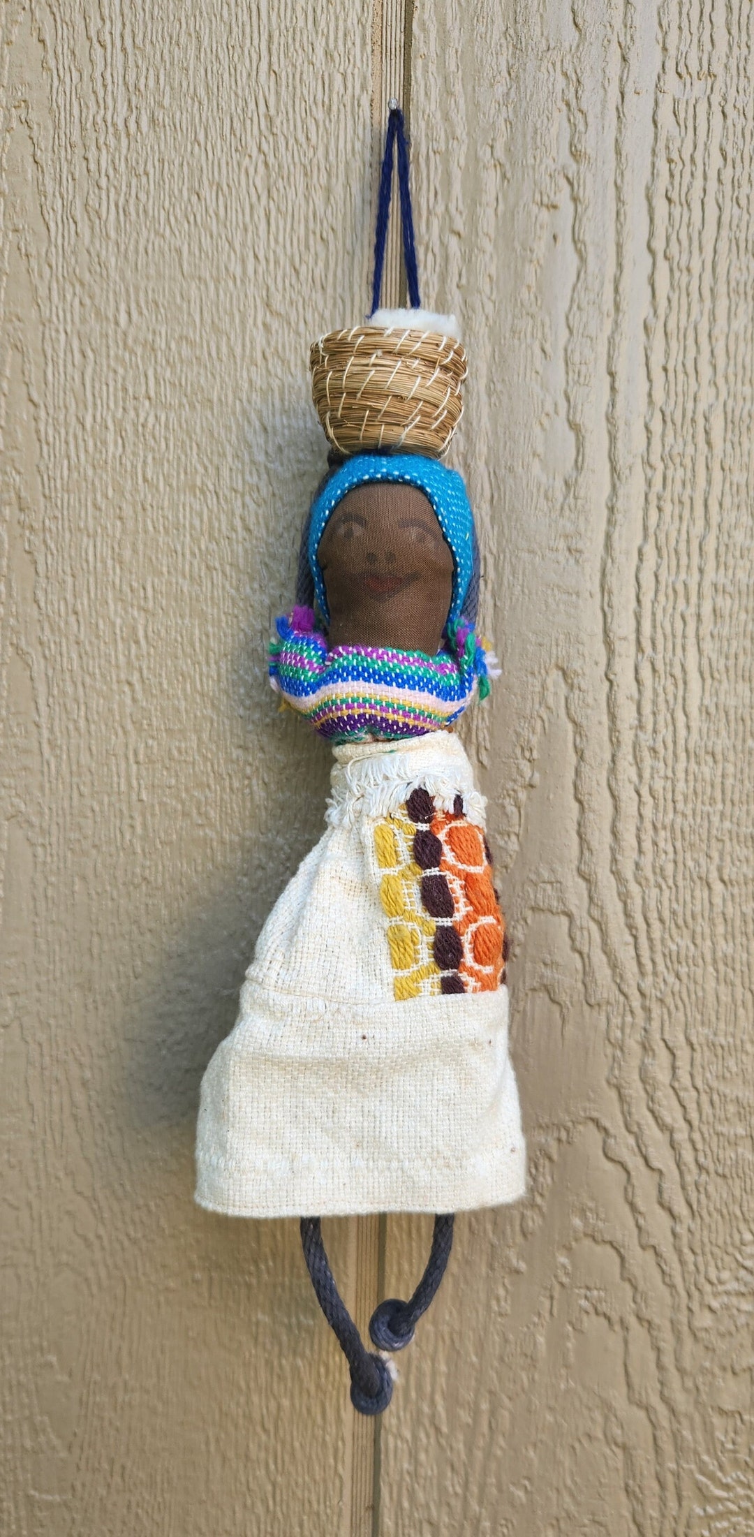 Vintage Cloth Doll With Rope Arms and Legs Carrying a Basket of Cotton ...