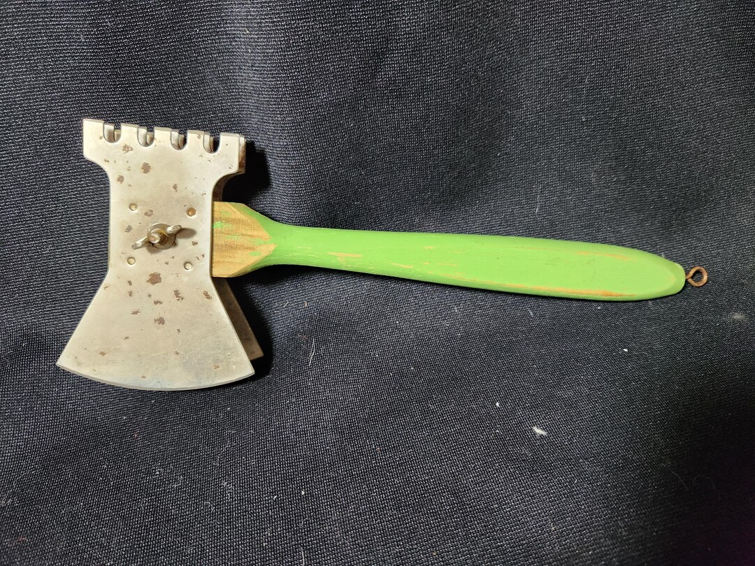 Vintage Mid Century Meat Cleaver Double Blade / Tenderizer - Wooden ...