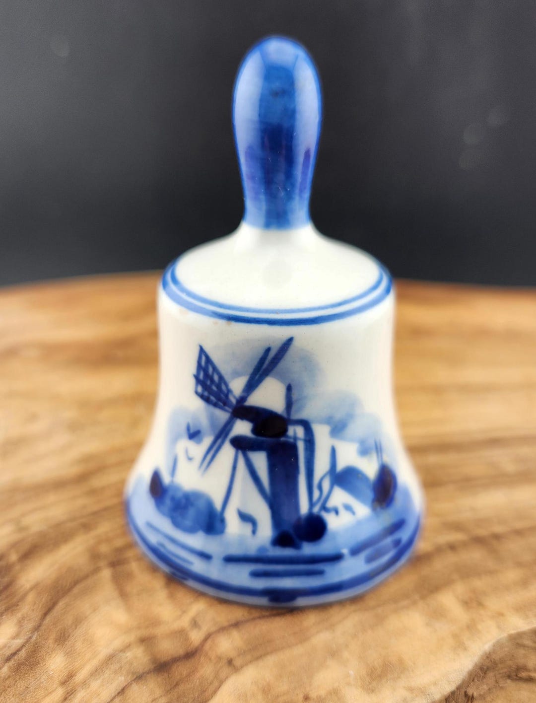 Vintage Netherlands Delfts Porcelain Miniature Bell With Windmill ...