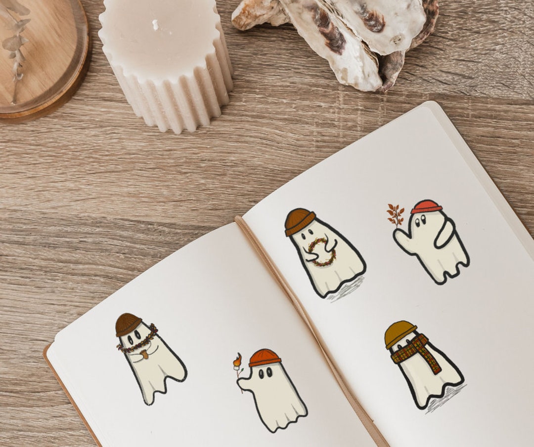 Autumn Ghost Sticker Pack Fall Bundle Ghost Stickers Beanie Ghost ...