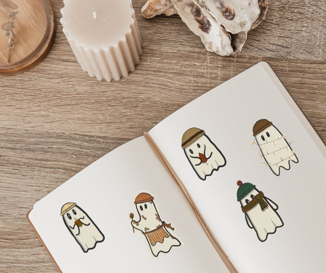 Cosy Ghost Sticker Pack Fall Bundle Ghost Stickers Beanie Ghost ...