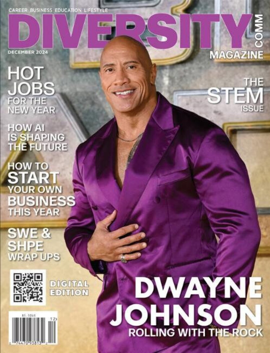 Diversity Magazine - Dwayne Johnson - Rolling With the Rock - Etsy