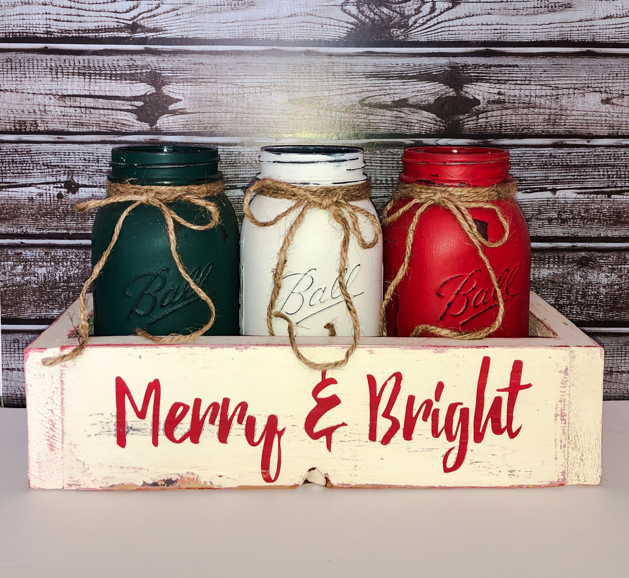 Rustic Merry & Bright Centerpiece Holiday Table Decor Modern - Etsy