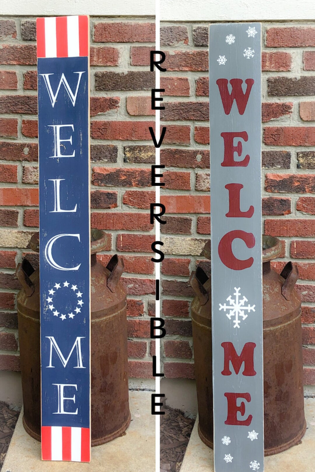 Rustic Reversible Porch Sign, Front Porch Decor, Farmhouse Outdoor Sign ...