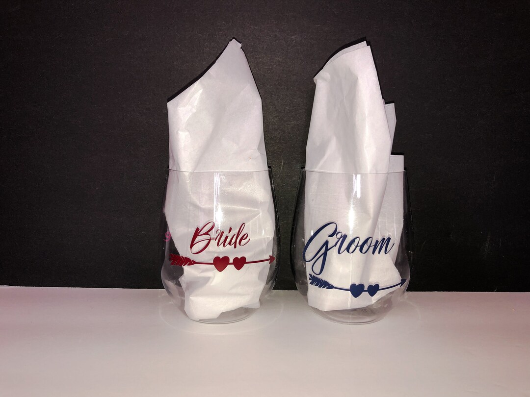 Custom Bridal Party Vinyl Decals, Wine Glass Decals, Wedding Reception ...