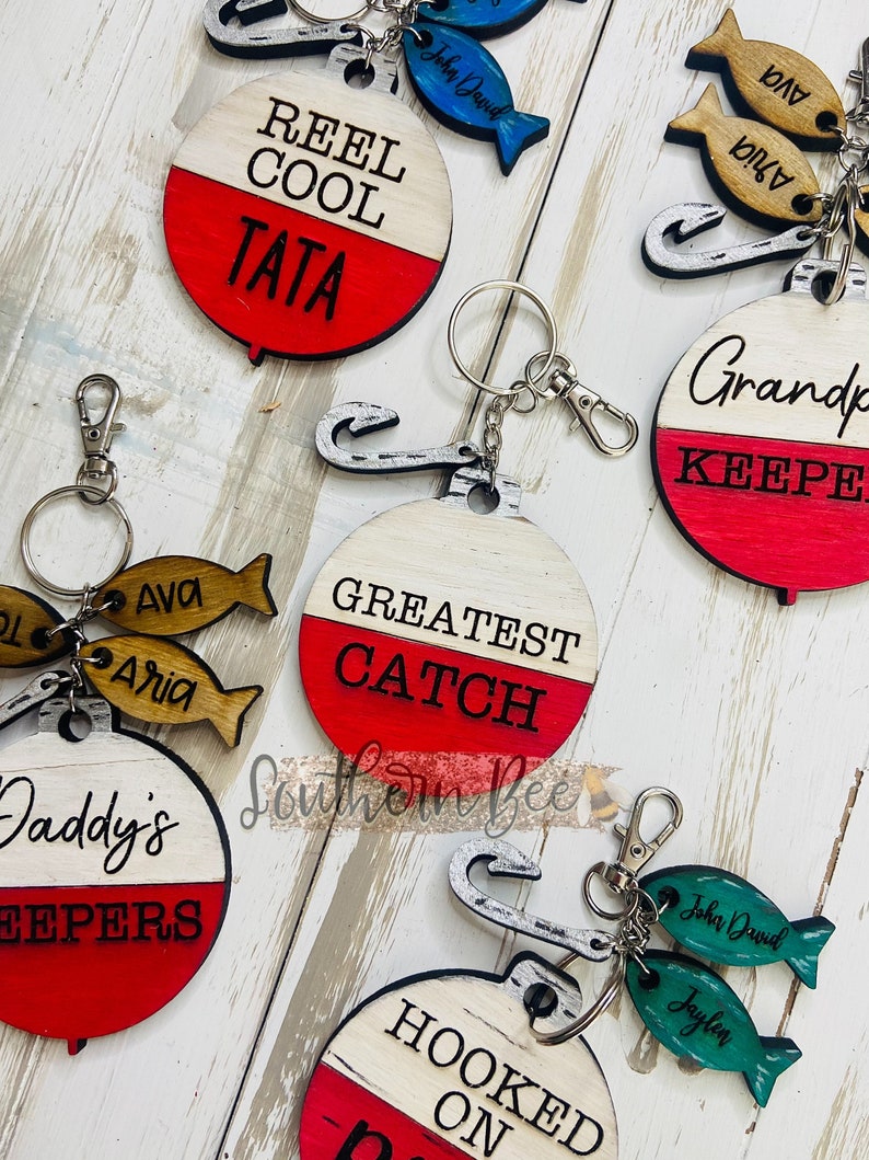 Fishing Keychain, Father's Day Keychain, Fishing Bobber Keychain, Gift ...