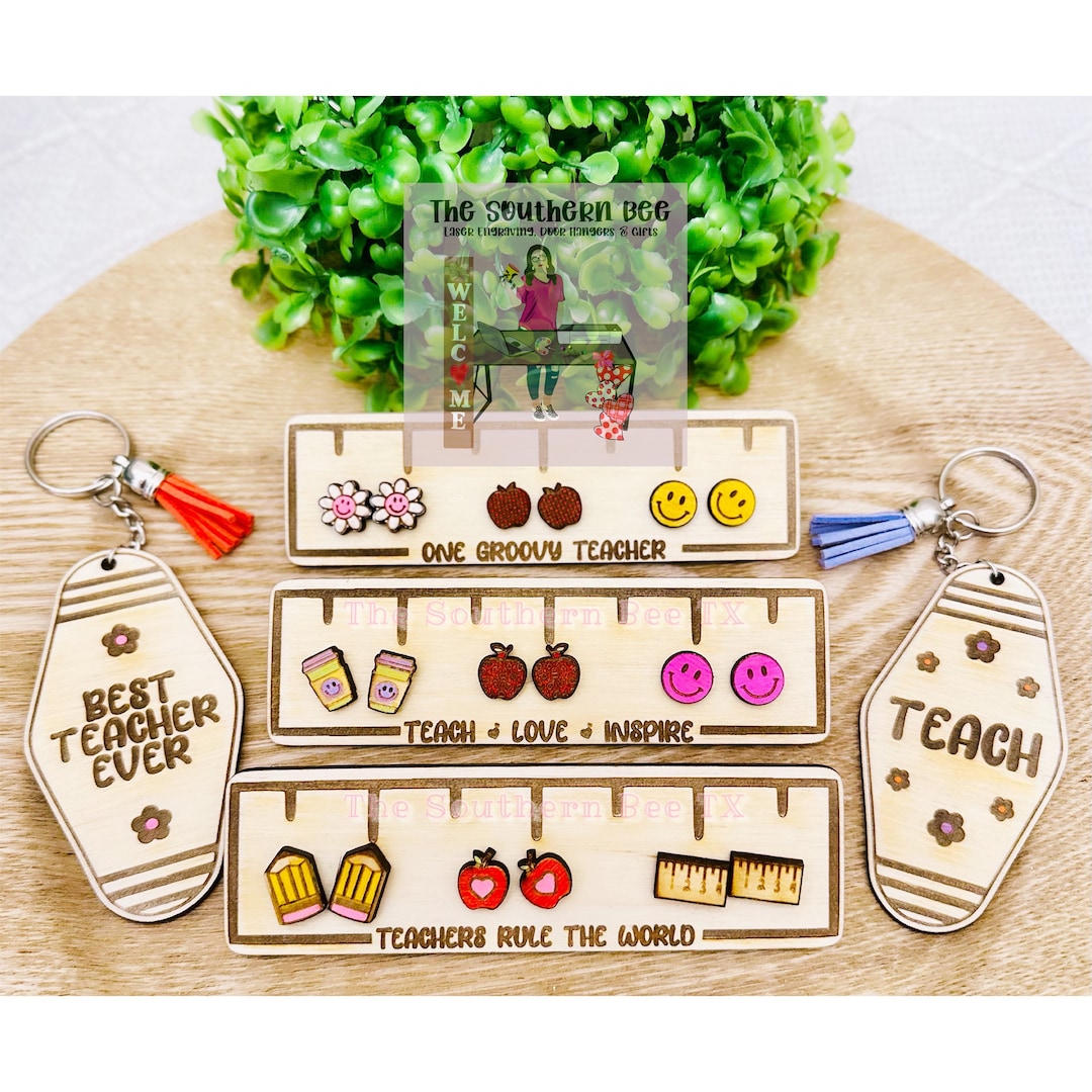 Retro Teacher Appreciation Gift Set, Teacher Earrings, Teacher Stud ...