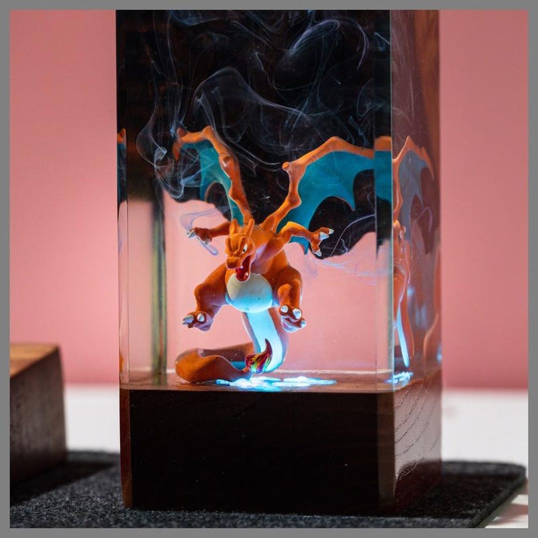 Custom FIRE CHARIZARD Resin Lamp, Custom Diorama for Pokemon Gifts ...