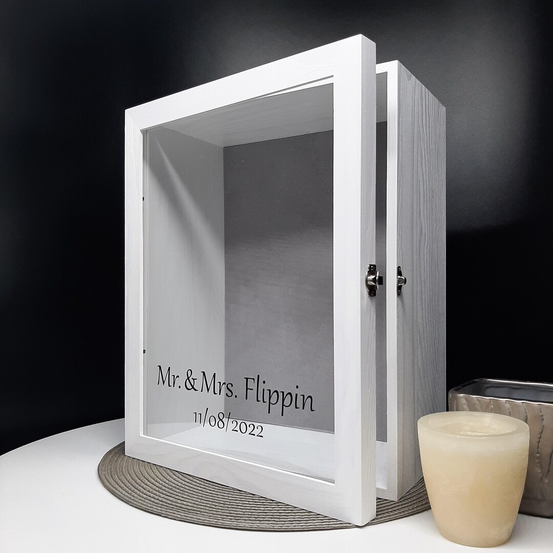 11x14x6 Extra Deep Shadow Box Frame Glass Door, Keepsake Memory Box, Wood Display Case, Wedding ...