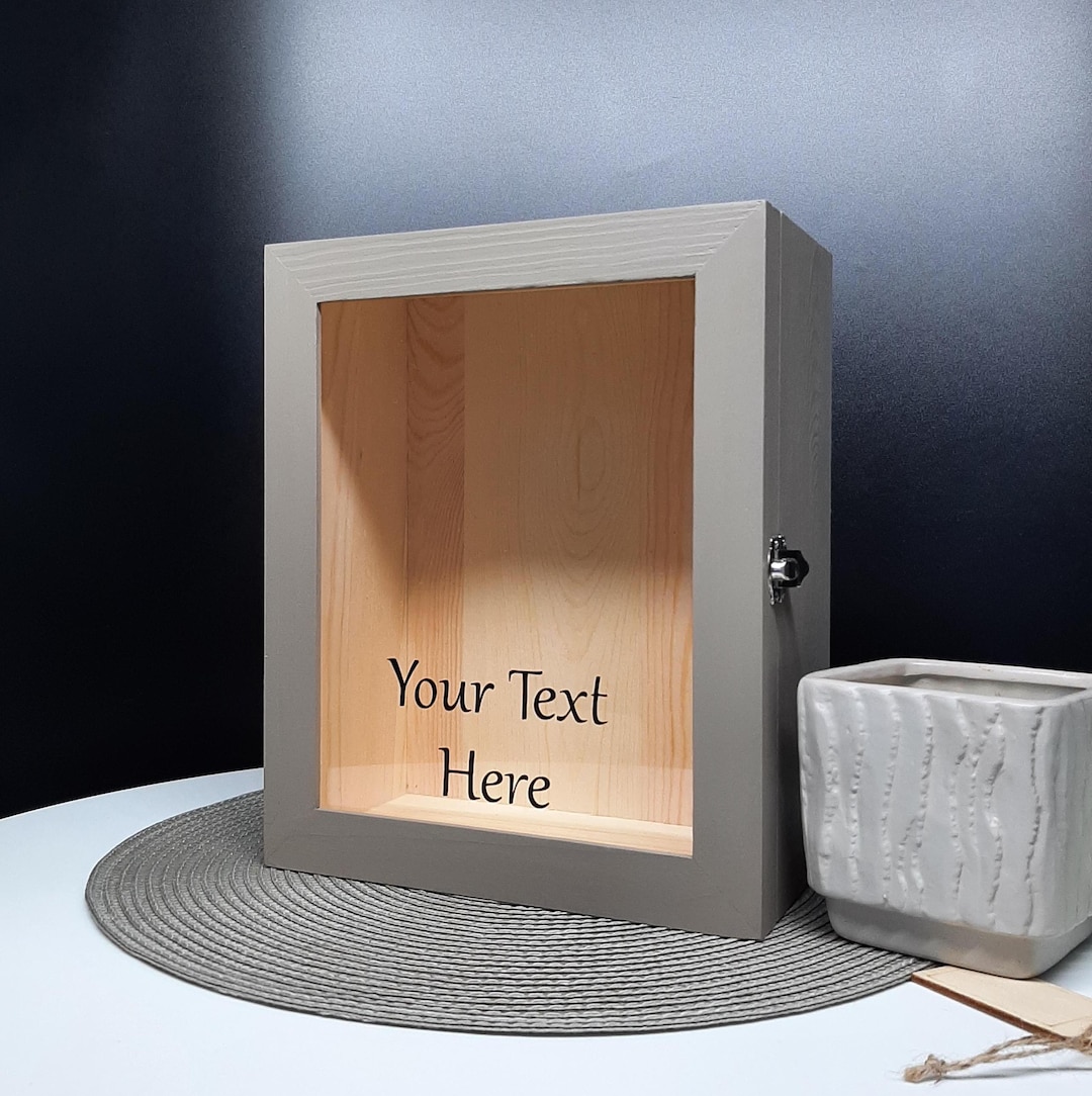 8x10 Extra Deep Wooden Personalized Shadow Box Frame With Glass Door ...