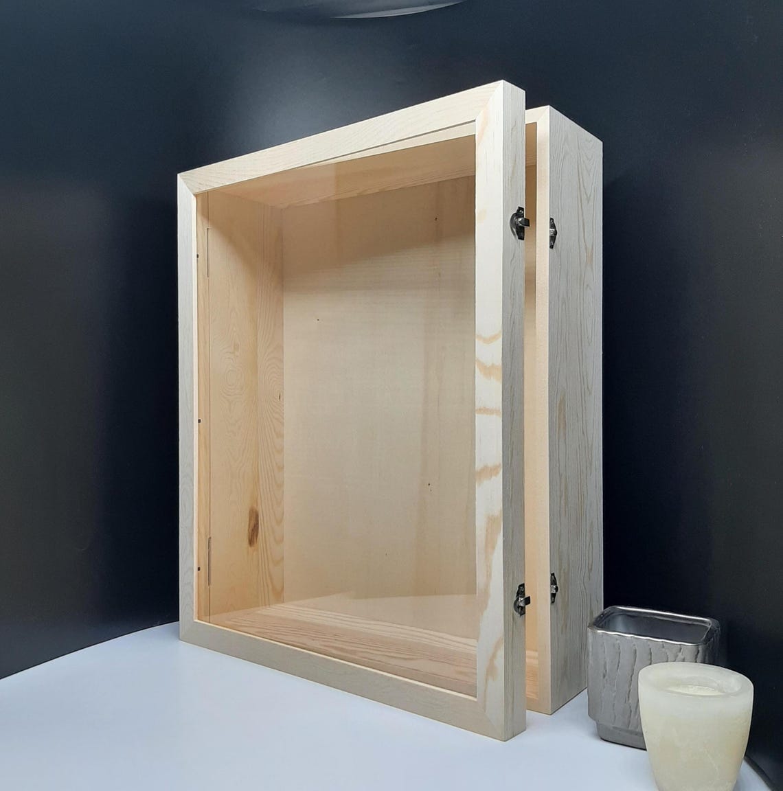 16x20 Extra Large Deep Wooden Shadow Box Frame With Glass Door, Memory ...