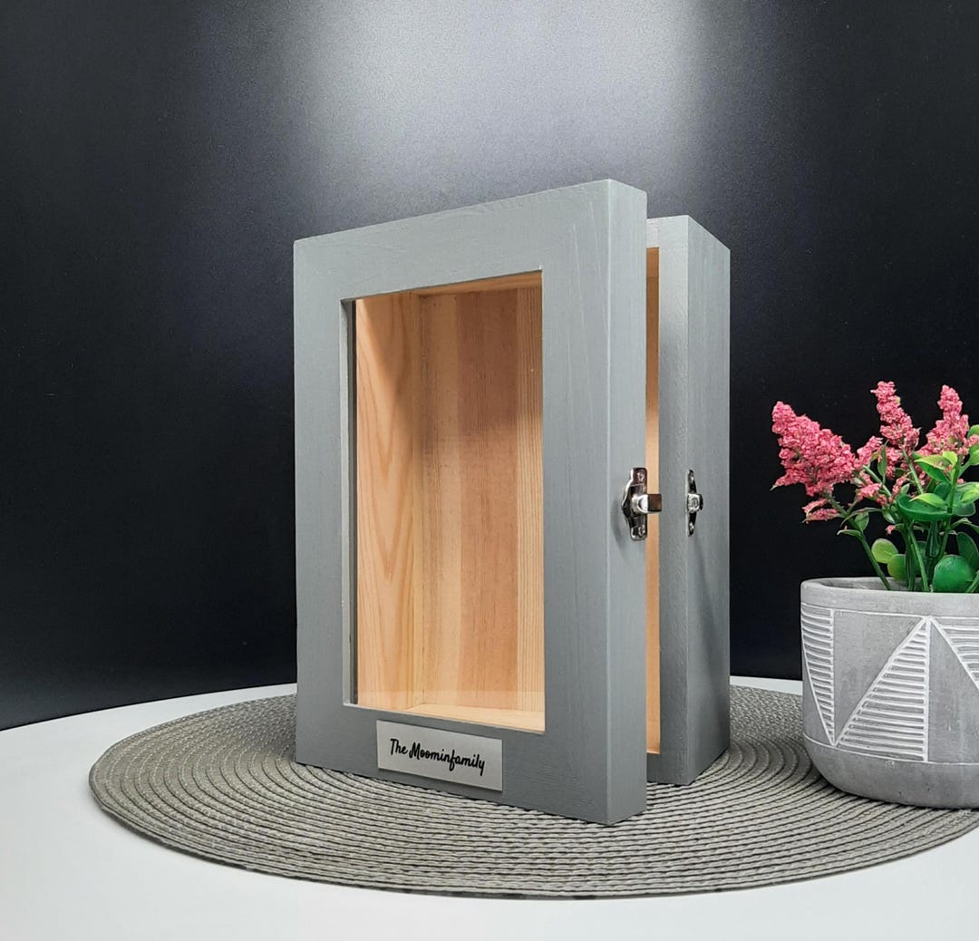 Small Extra Deep Wooden Personalized Shadow Box Frame With Glass Door ...