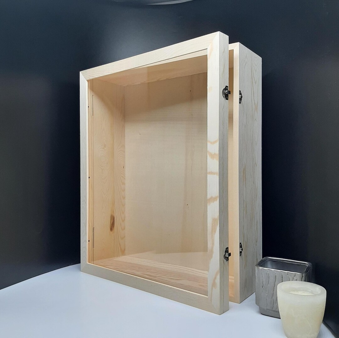 16x20 Extra Large Deep Wooden Shadow Box Frame With Glass Door, Memory ...