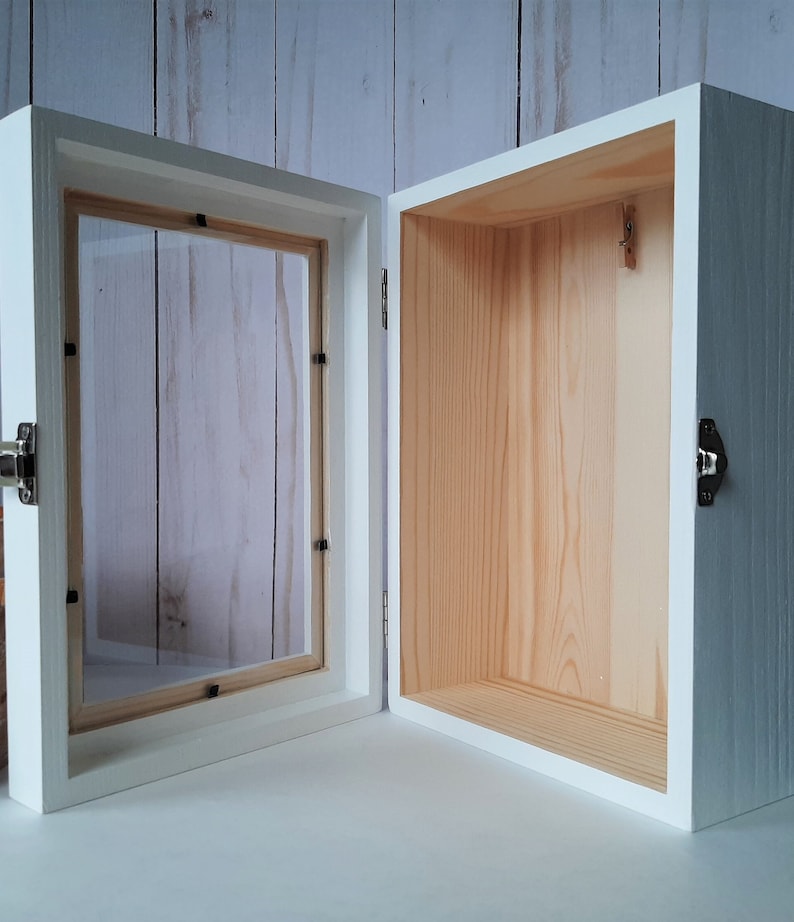 Small Shadow Box Frame With Glass, Wood Memory Box, Picture Frame for ...