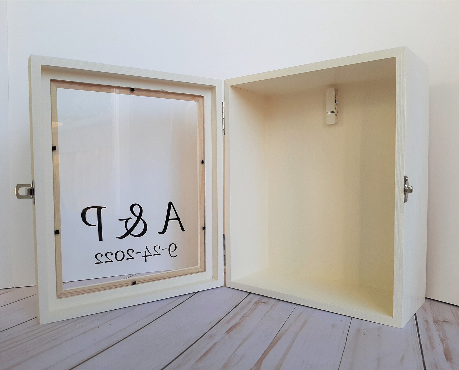 8x10 Extra Deep Wooden Shadow Box Frame With Glass Door, Display Case ...