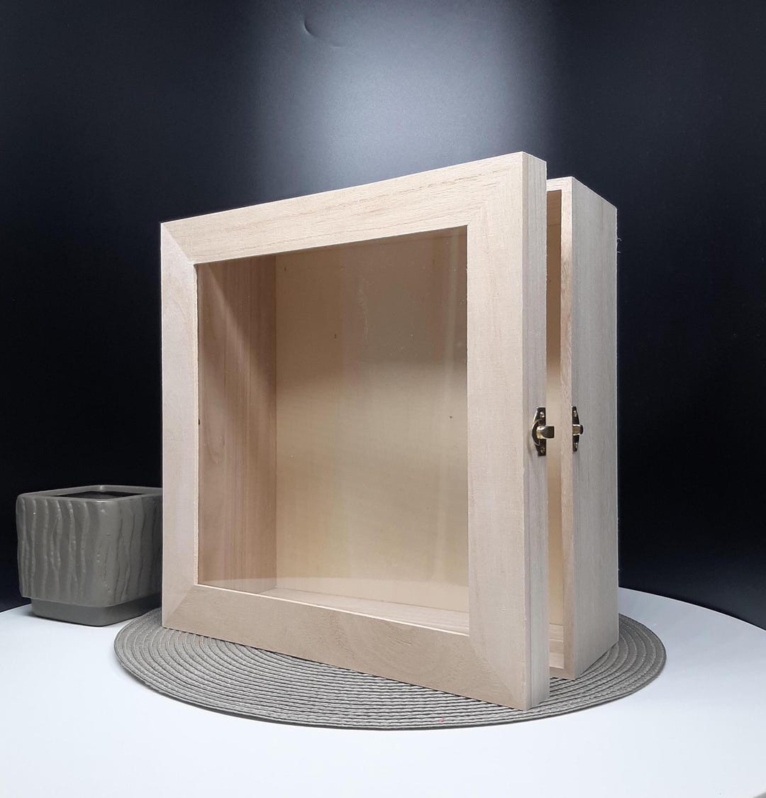 Extra Deep Large Wooden Shadow Box Frame With Glass, Memories Box ...