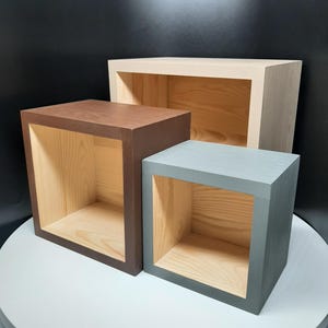 Set of 3 Floating Cube Shelves for Living Room, Hanging Modern ...